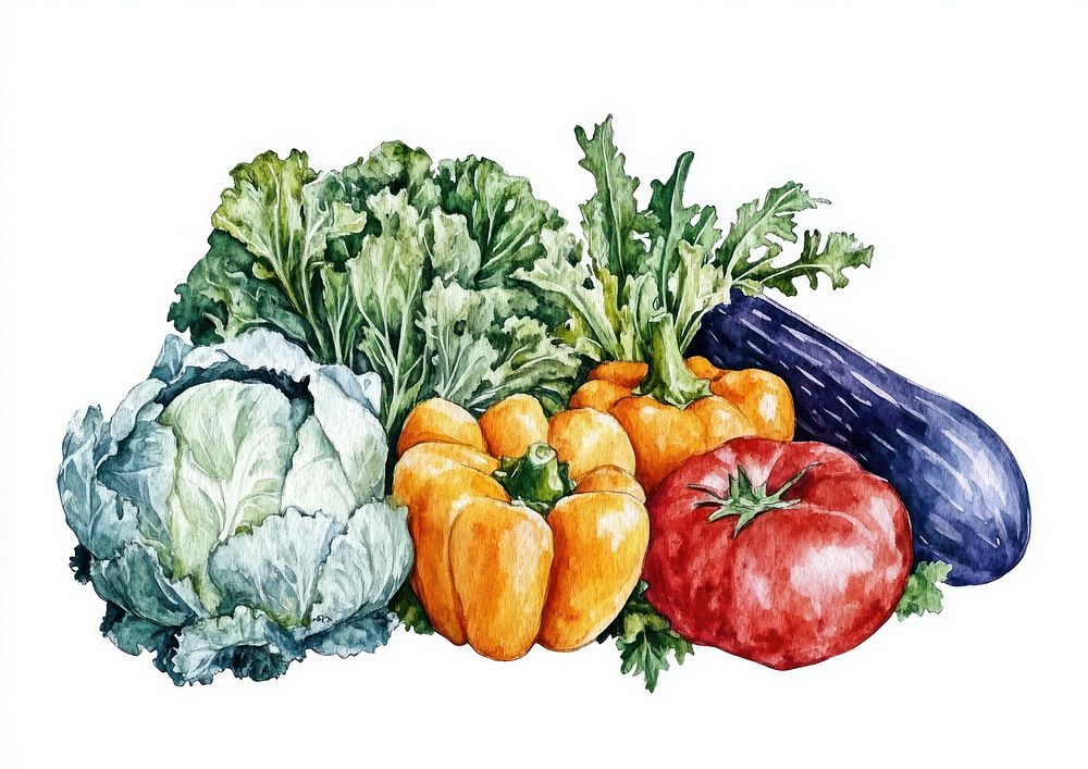 Vegetable Patches vegetable illustration watercolor. | Free Photo ...