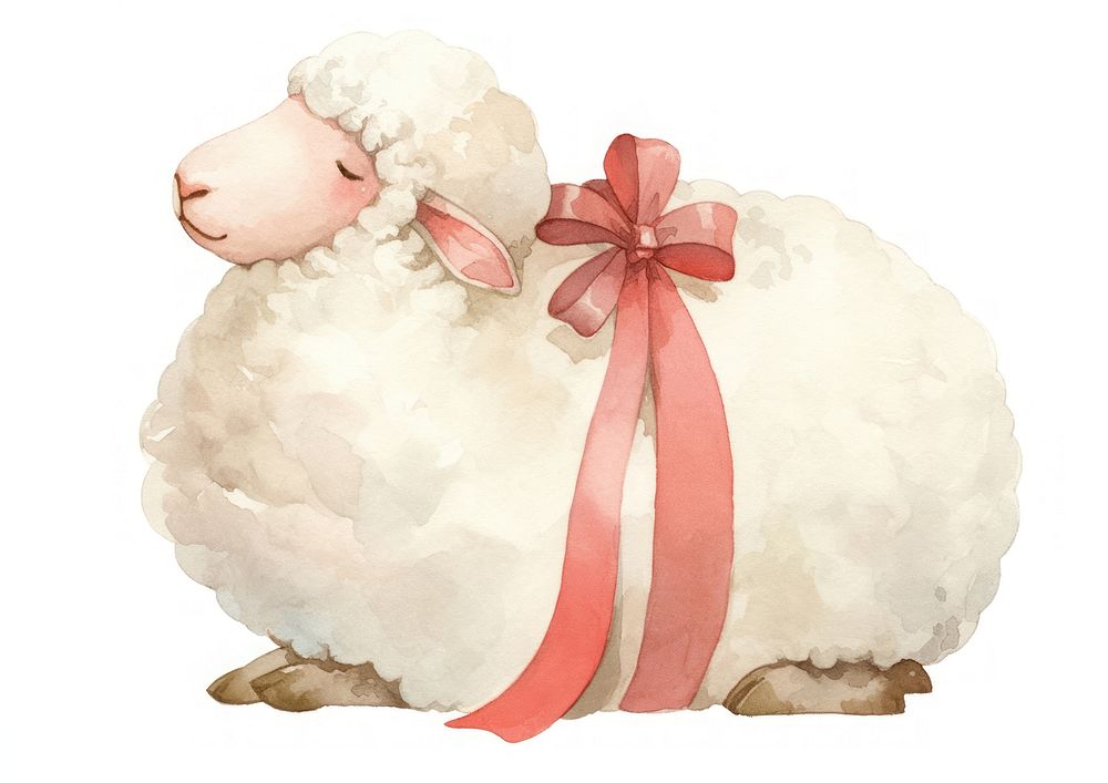 Coquette chubby sheep illustration watercolor | Free Photo Illustration ...