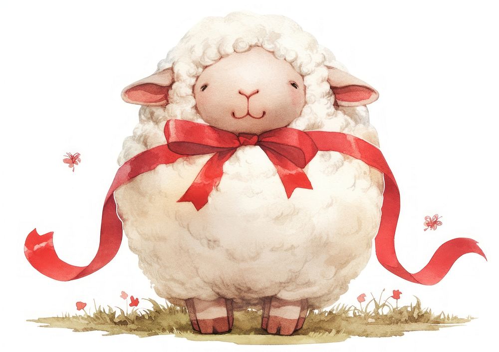 Coquette chubby sheep illustration watercolor | Free Photo Illustration ...