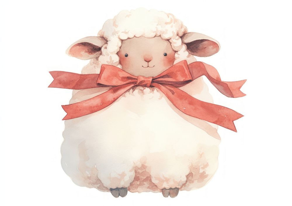 Coquette chubby sheep illustration watercolor | Free Photo Illustration ...
