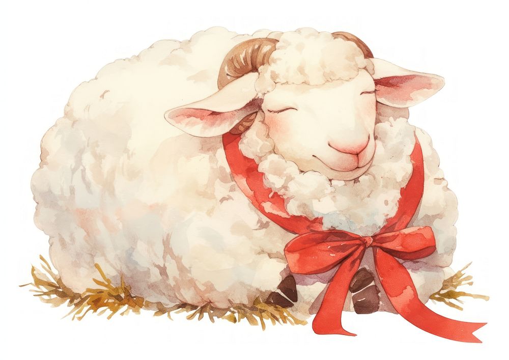 Coquette chubby sheep illustration watercolor | Free Photo Illustration ...