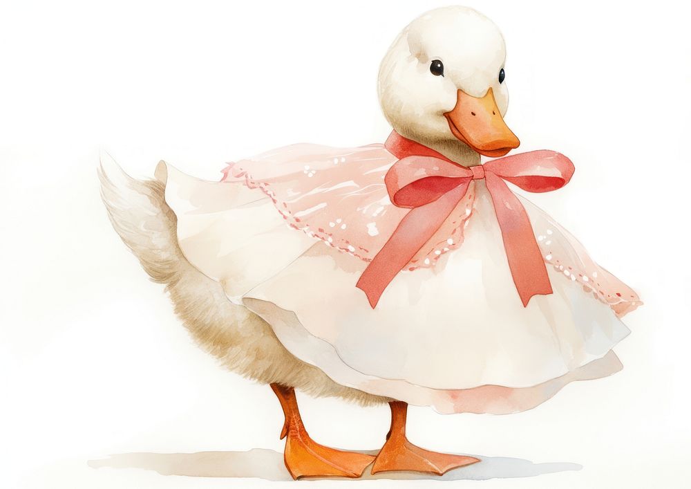 Coquette duck wearing dress illustration | Free Photo Illustration ...