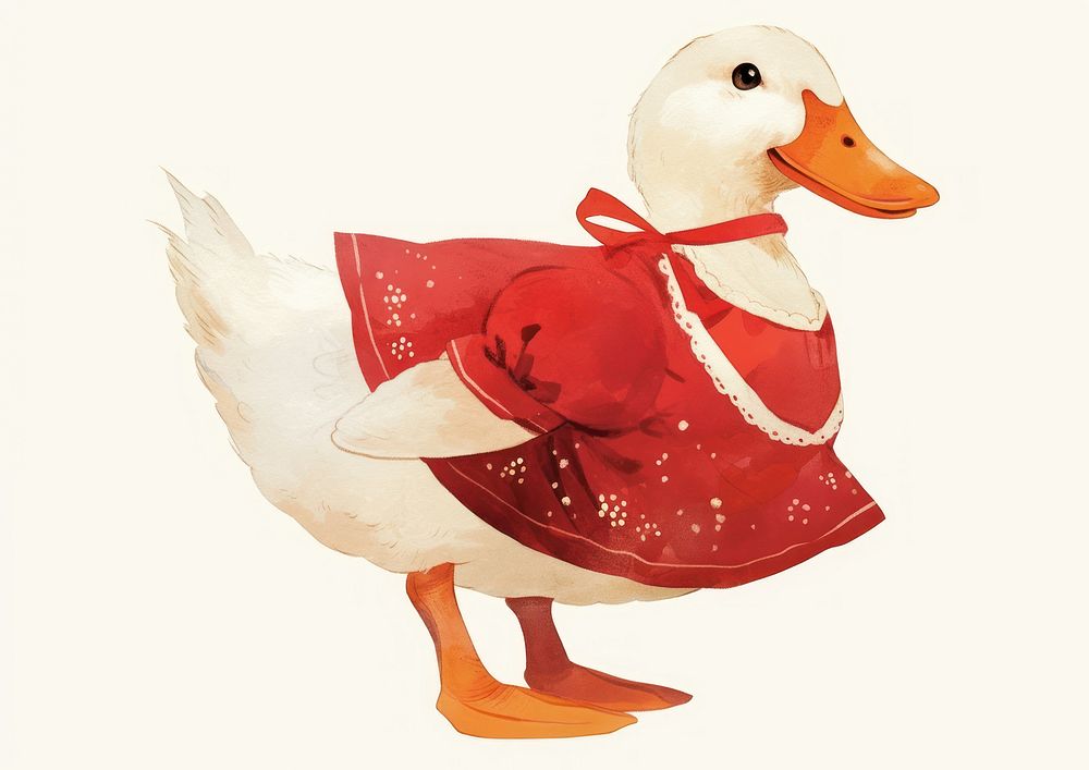 Coquette duck wearing dress illustration | Free Photo Illustration ...