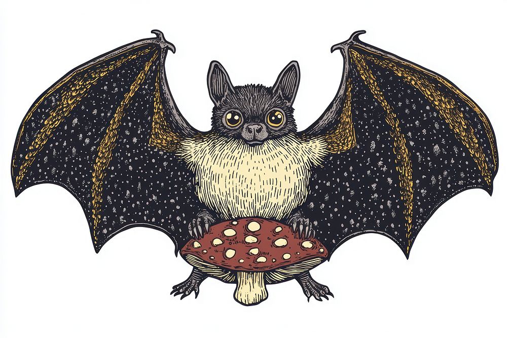 bat mushroom illustration art whimsical. | Free Photo Illustration ...