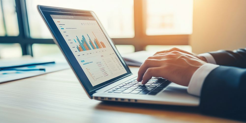 Businessman using laptop analytics business | Free Photo - rawpixel