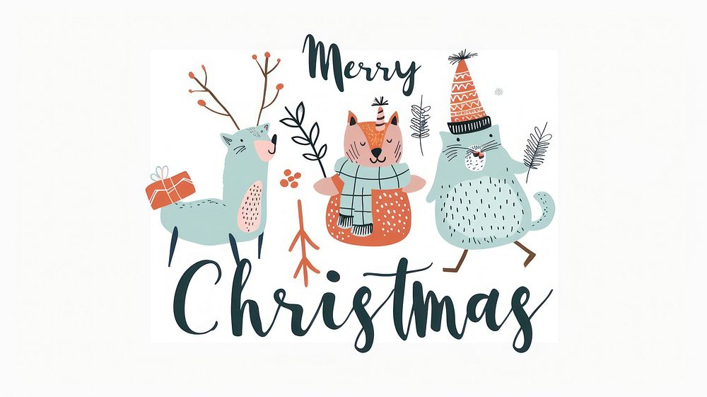 Illustration christmas animals winter. | Free Photo Illustration - rawpixel