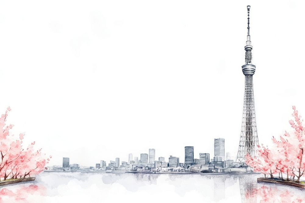 Tokyo Skytree Japan architecture illustration | Free Photo Illustration ...