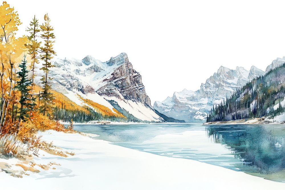 Lake louise snow autumn water | Free Photo Illustration - rawpixel