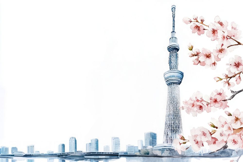 Tokyo Skytree Japan architecture illustration | Free Photo Illustration ...