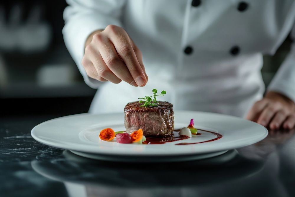 Decorating main dish chef's plate | Free Photo - rawpixel
