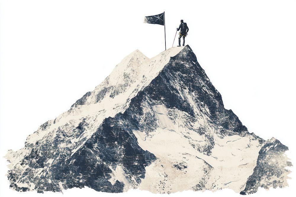 Man mountain climbing flag outdoors | Free Photo Illustration - rawpixel