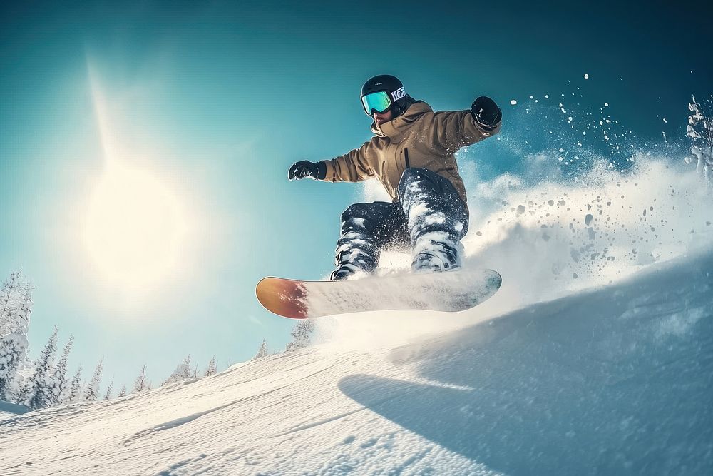 A snowboarder snowboarding adventure landscape. | Free Photo - rawpixel