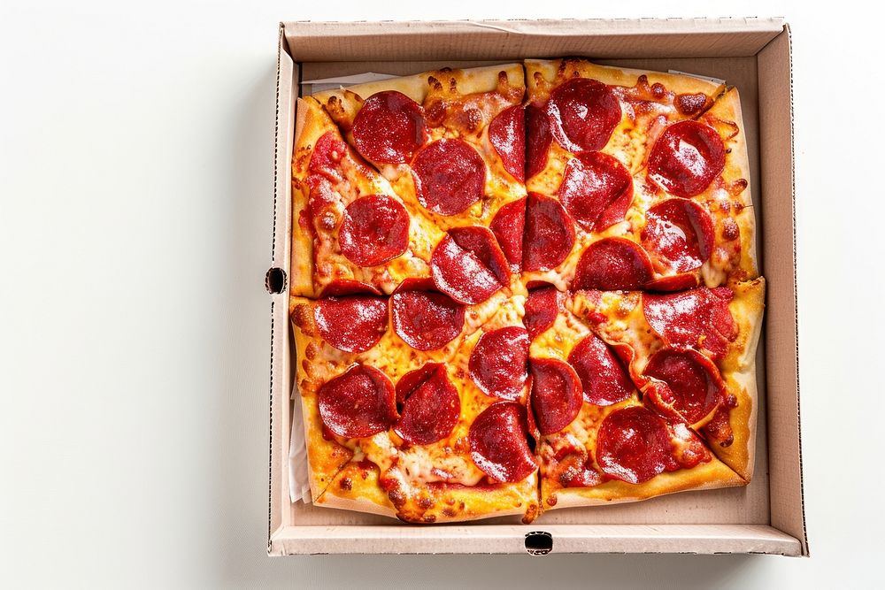 Square pepperoni pizza box delicious | Free Photo - rawpixel