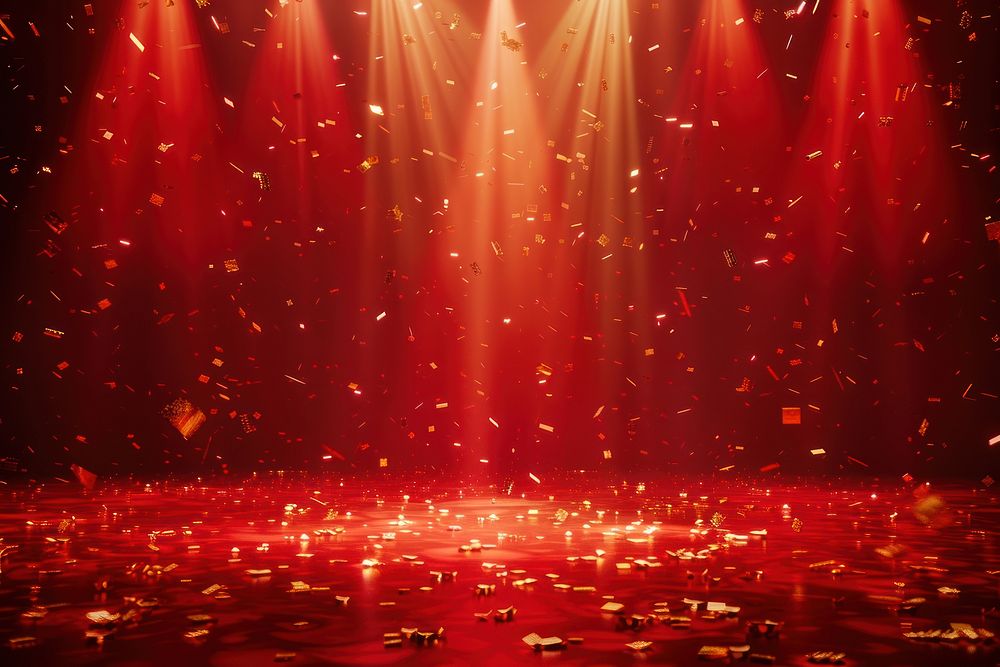 red background spotlights shining stage | Free Photo Illustration ...