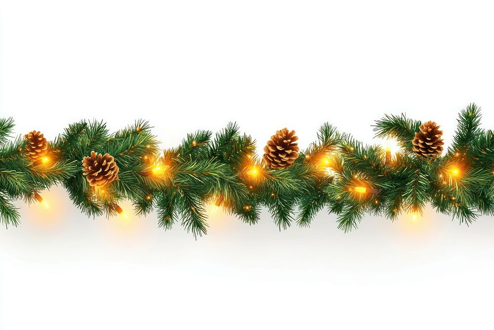 Christmas garland conifer lights decor. | Free Photo - rawpixel