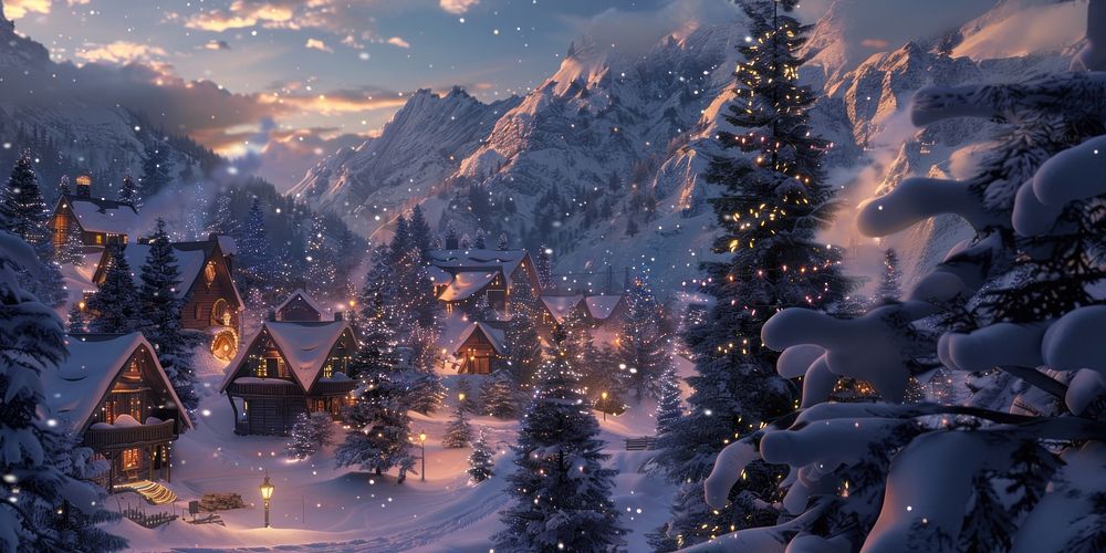 Snow landscape christmas mountain. | Free Photo Illustration - rawpixel