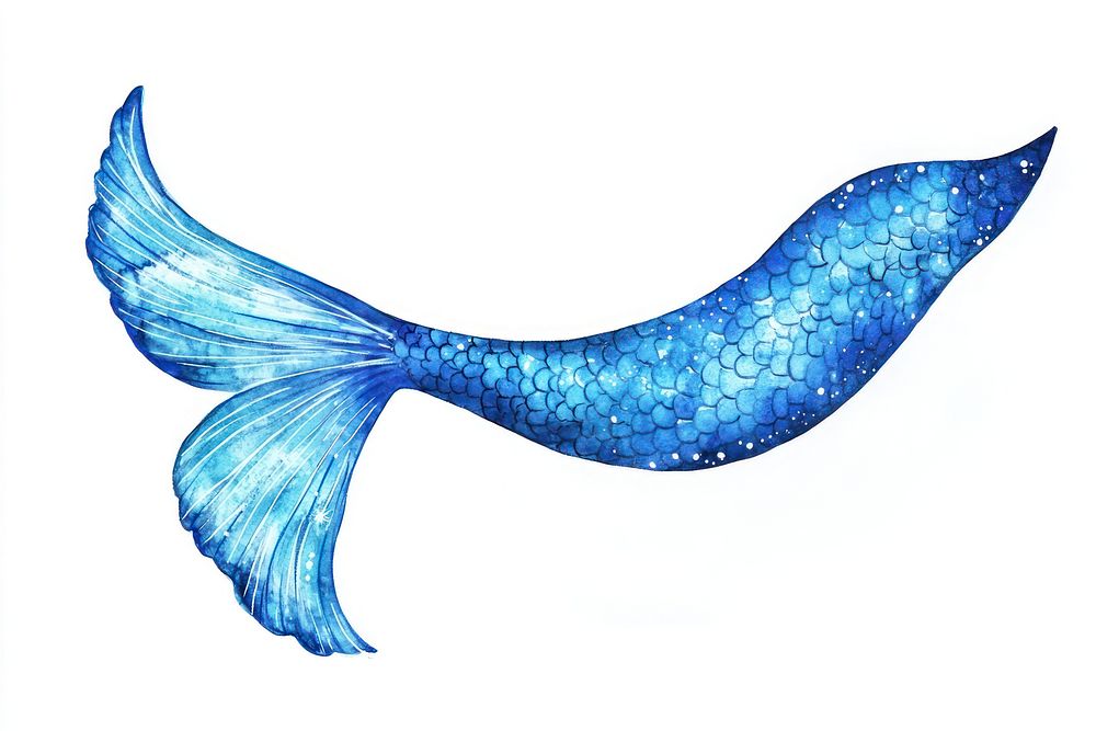 blue mermaid tail illustration watercolor | Free Photo Illustration ...