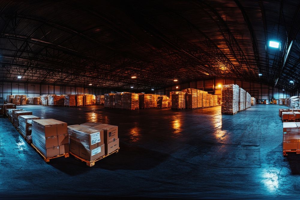 large warehouse pallets boxes industrial | Free Photo - rawpixel