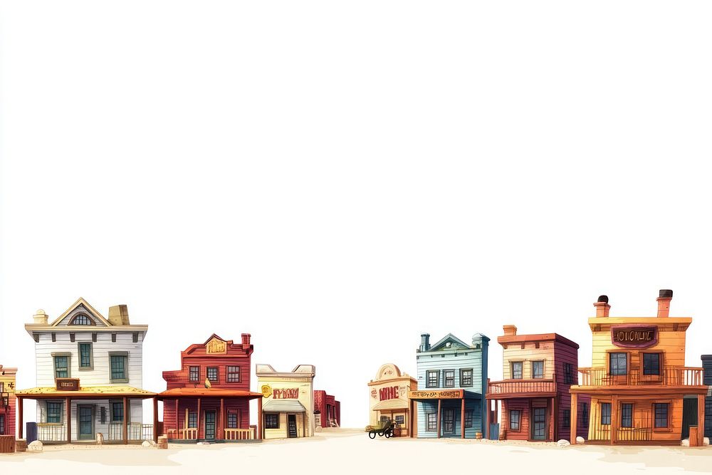 Cowboy town building border buildings | Free Photo Illustration - rawpixel