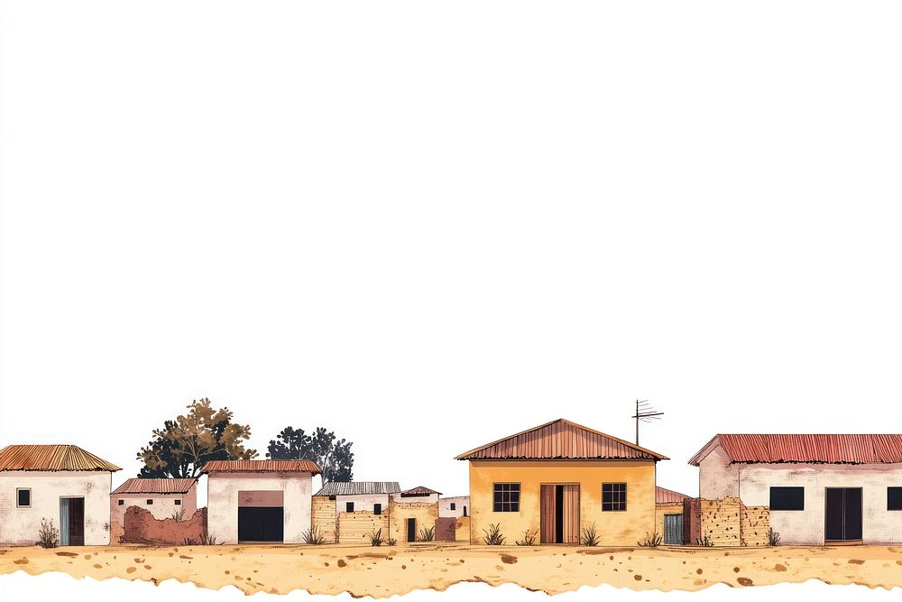 West african town building border | Free Photo Illustration - rawpixel
