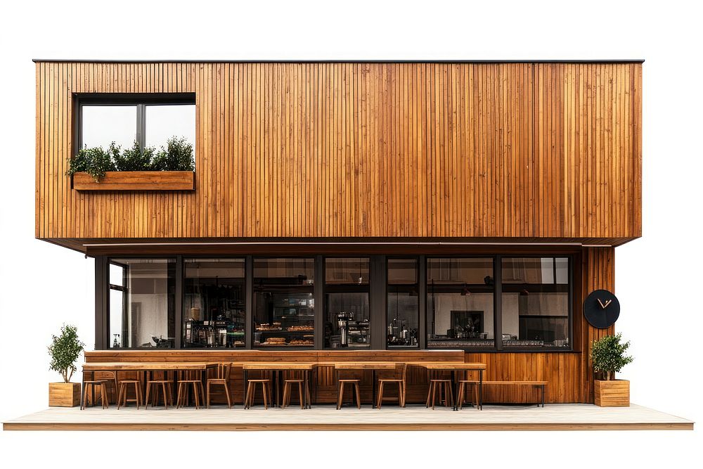 Modern wooden cafe facade architecture | Free Photo - rawpixel