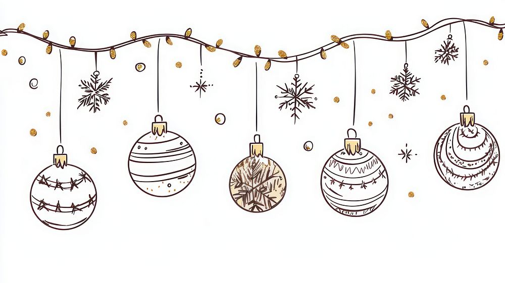 Christmas baubles border christmas illustration | Free Photo ...
