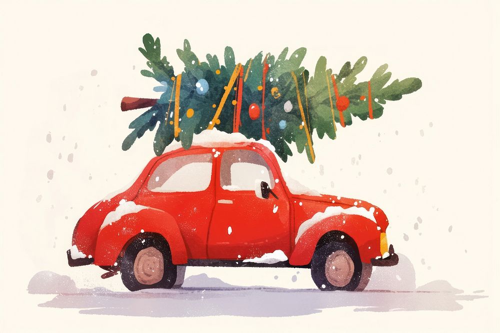 Red car Christmas tree roof | Free Photo Illustration - rawpixel