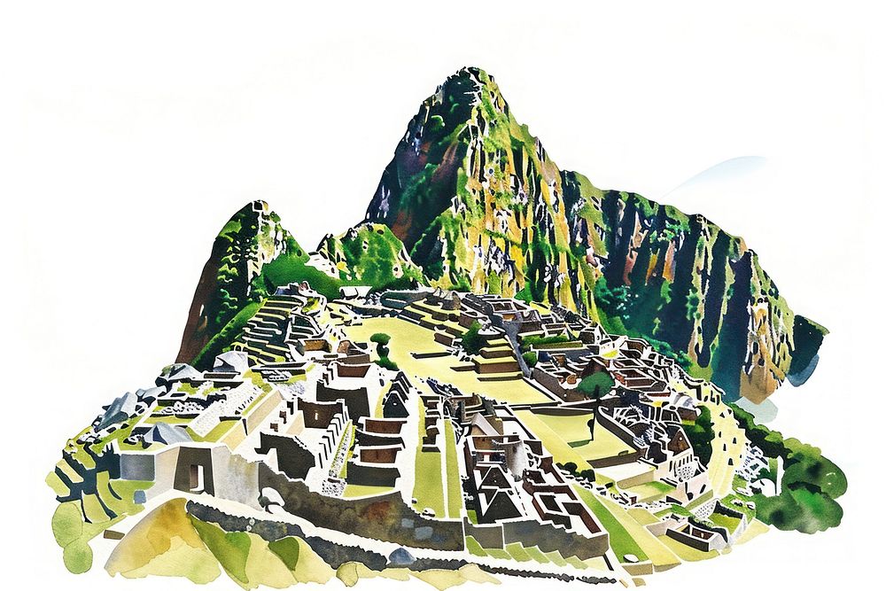 Machu picchu illustration mountain landmark. | Free Photo Illustration ...