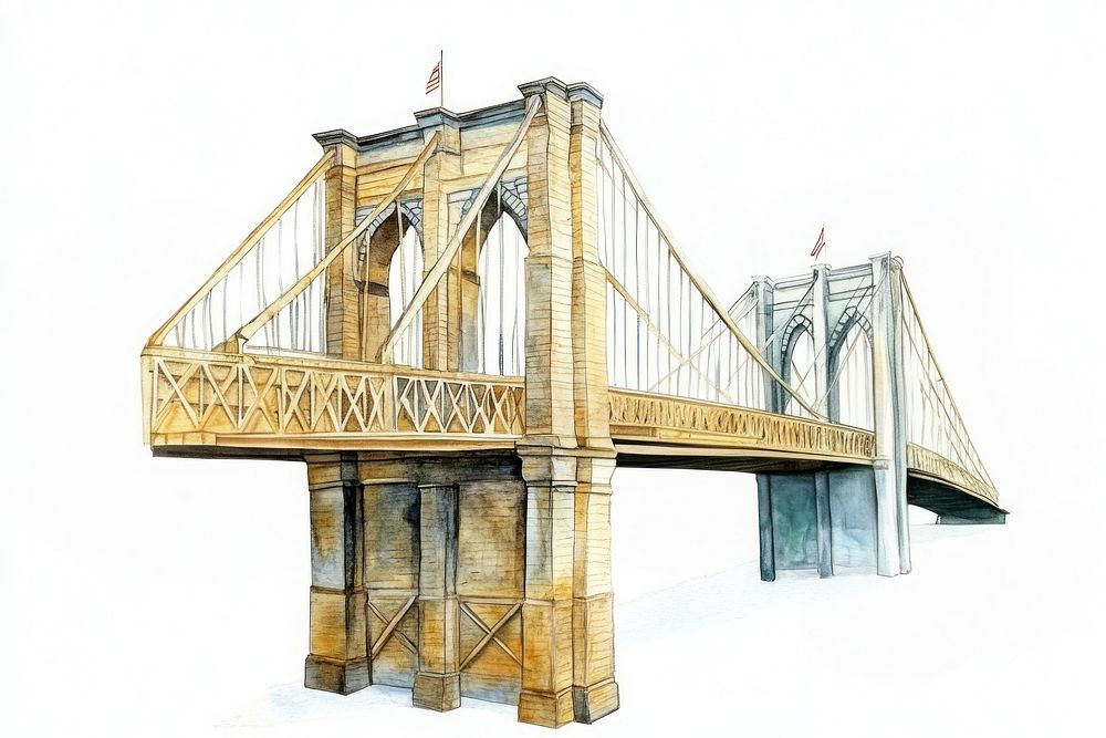Brooklyn Bridge bridge illustration watercolor. | Free Photo ...