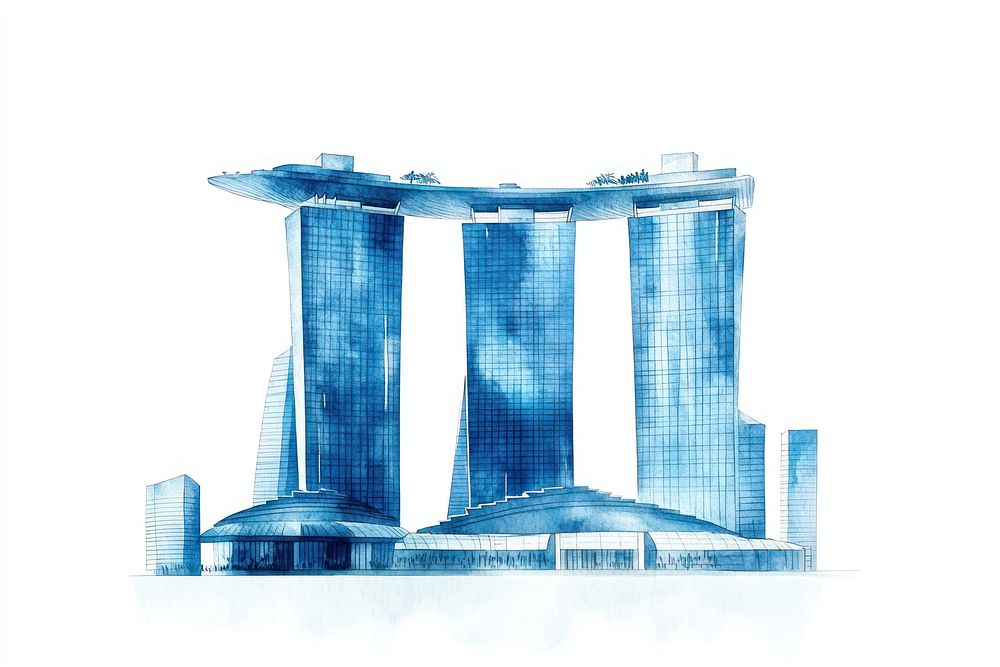 Blue triple Singapore towers architecture | Free Photo Illustration ...