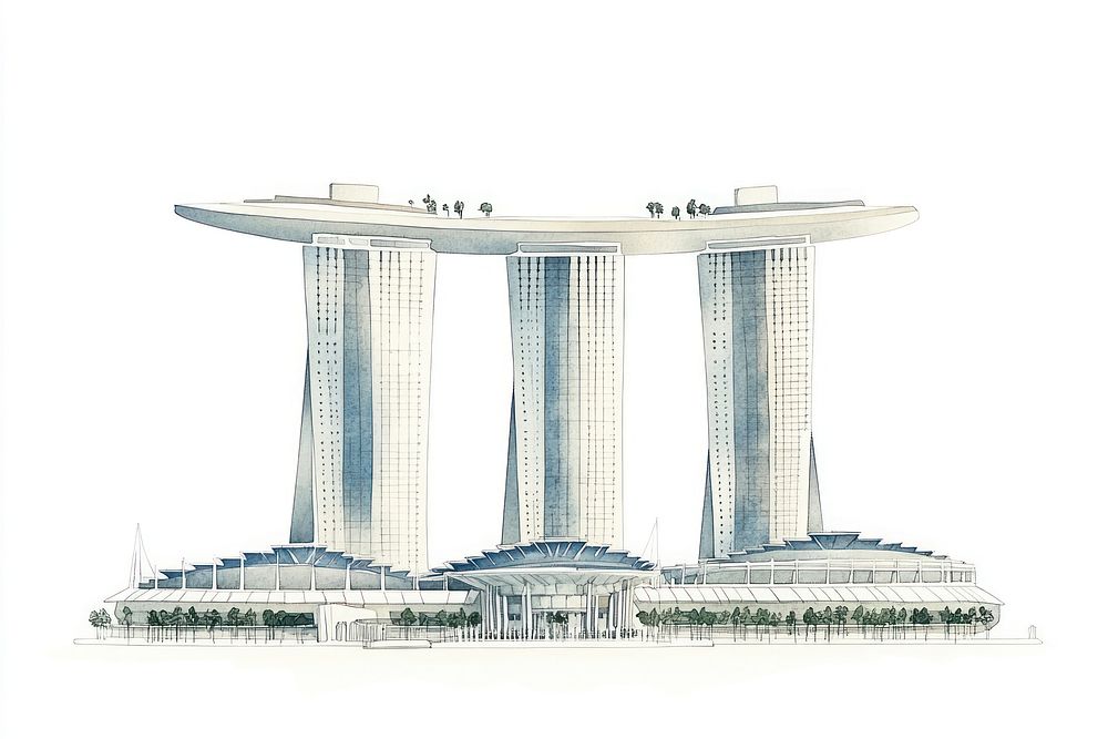 Triple singapore towers architecture illustration | Free Photo ...