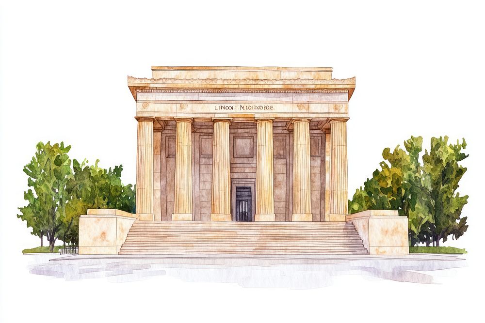 Lincon Memorial illustration watercolor landmark. | Free Photo ...