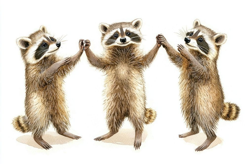 3 Raccoons dancing raccoons illustration | Free Photo Illustration ...