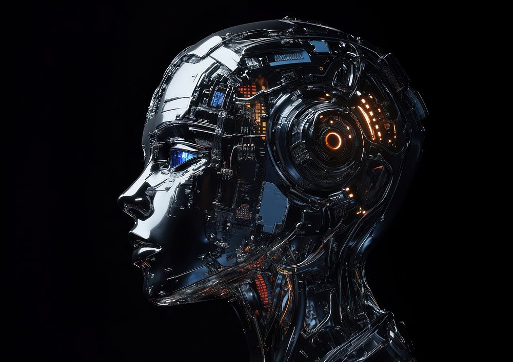 Attractive female robot head futuristic | Free Photo Illustration ...