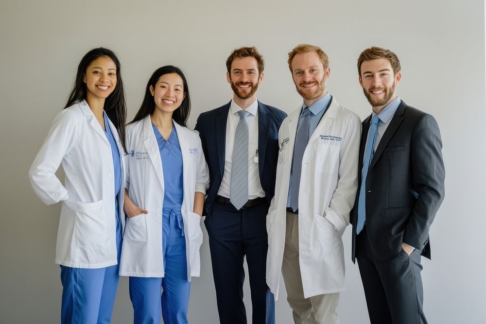 Five medical professionals smiling doctors | Free Photo - rawpixel