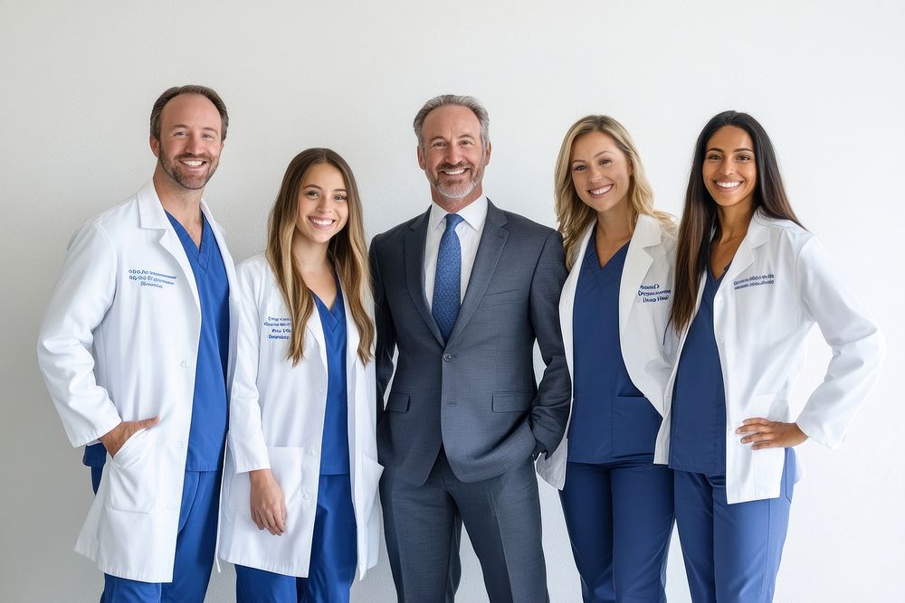 Five medical professionals doctors smiling | Free Photo - rawpixel