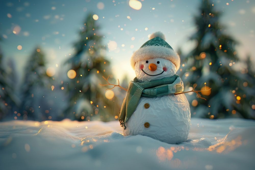 A snowman winter atmosphere christmas. | Free Photo - rawpixel