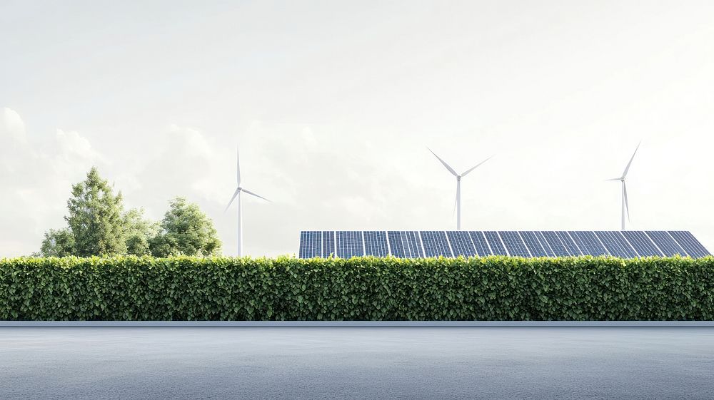Turbines panels hedge solar. | Free Photo - rawpixel