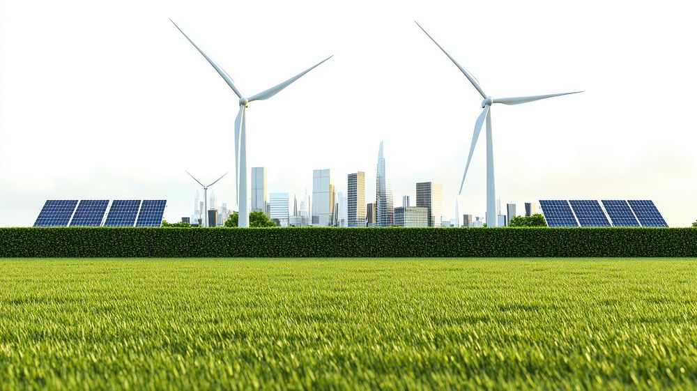 3 wind turbines city modern | Free Photo - rawpixel