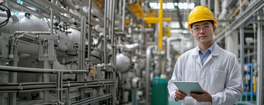 Chinese engineer holding tablet factory | Free Photo - rawpixel