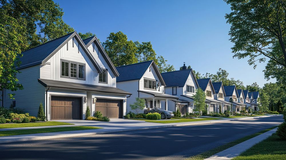 Real suburb white houses neighborhood | Free Photo - rawpixel
