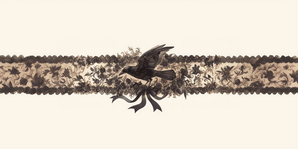 Black raven illustration ribbon border. | Free Photo Illustration ...