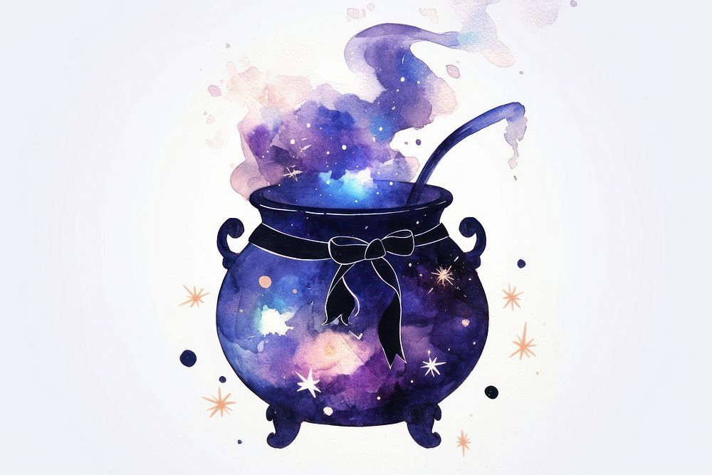 Cauldron art illustration watercolor. | Free Photo Illustration - rawpixel