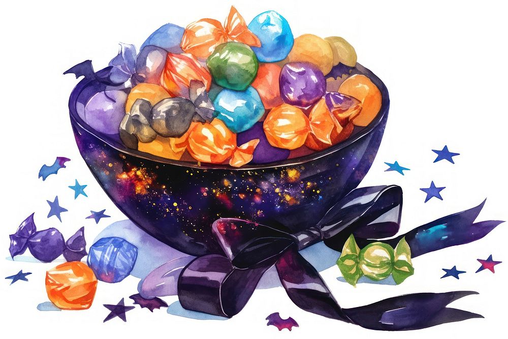 pile halloween candy bowl illustration | Free Photo Illustration - rawpixel