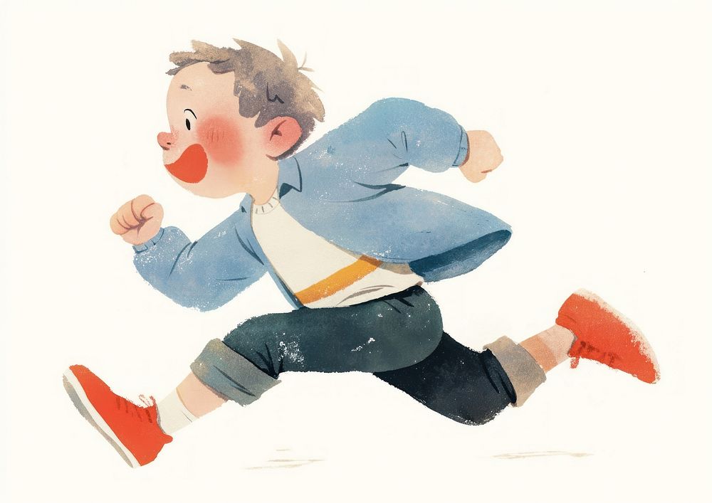cute boy Running illustration children's | Free Photo Illustration ...