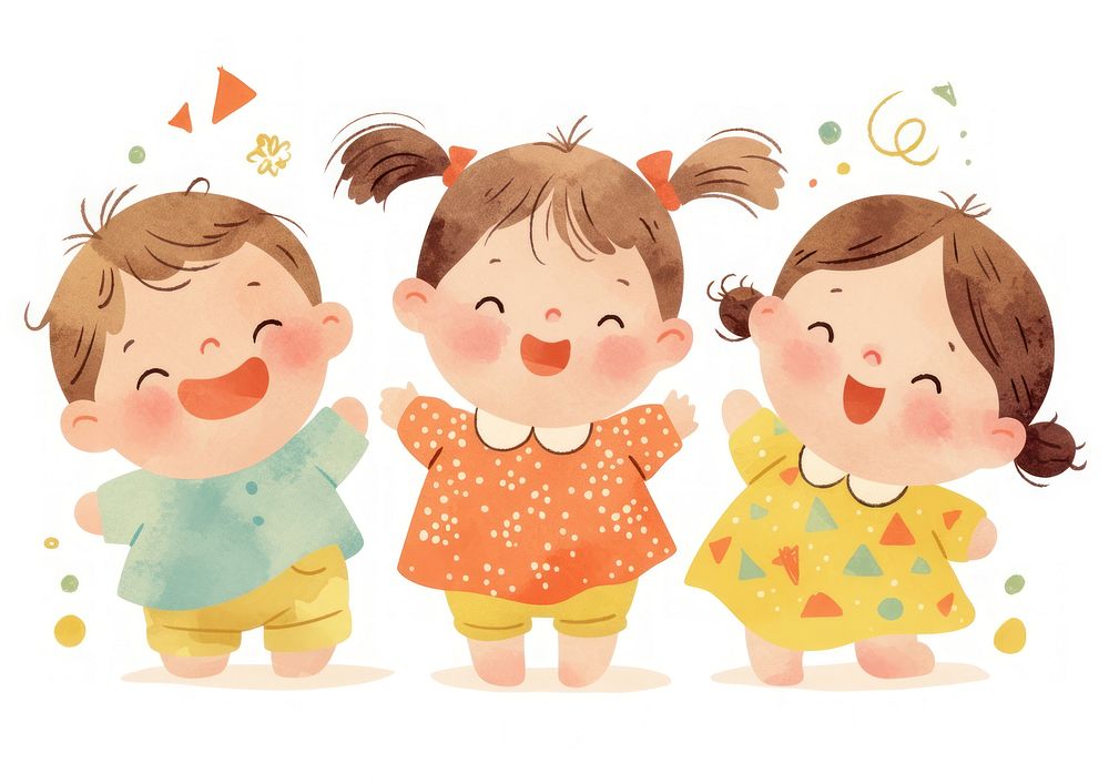 cute three kids expression illustration | Free Photo Illustration ...
