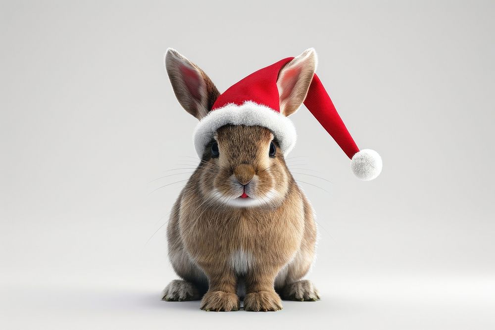 Rabbit wearing santa hat animal | Free Photo Illustration - rawpixel
