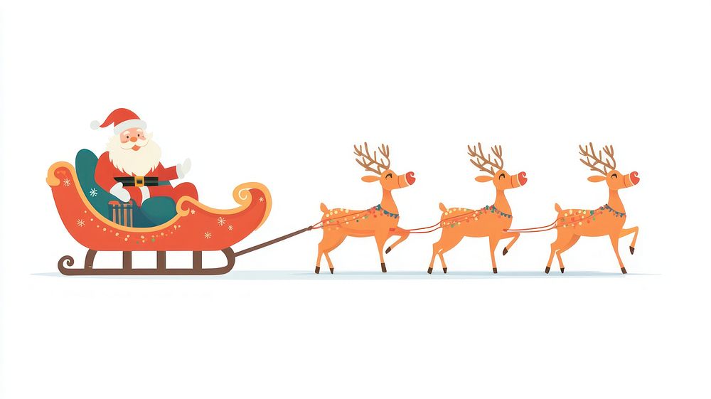 Illustration reindeer sleigh santa. | Free Photo Illustration - rawpixel