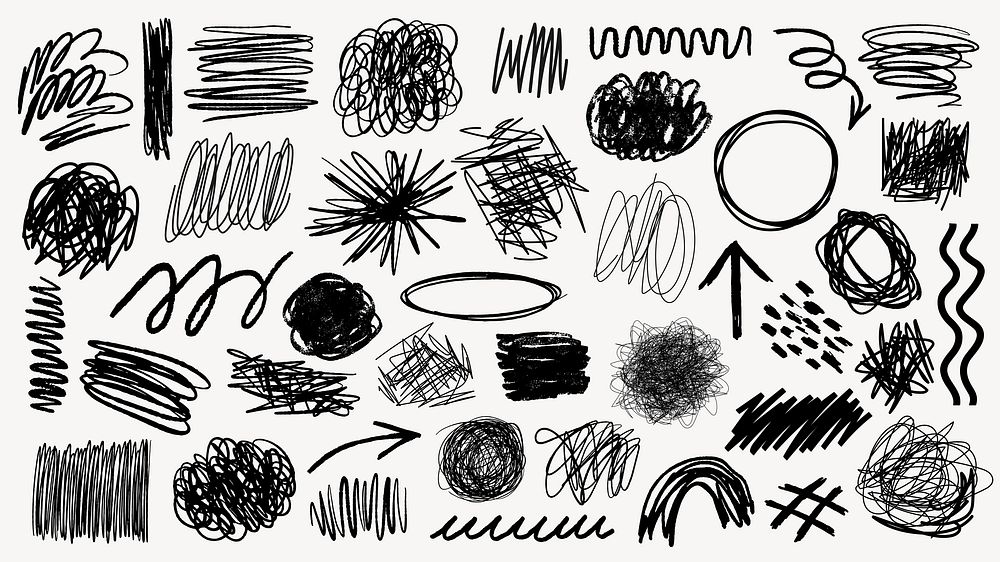 collection black ink scribble art | Free Vector - rawpixel