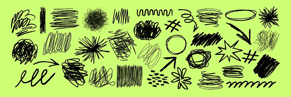 collection black ink scribble art | Free Vector - rawpixel